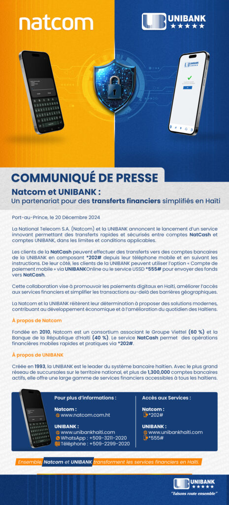 Communiqué de Presse | Natcom et UNIBANK, un partenariat pour des ...